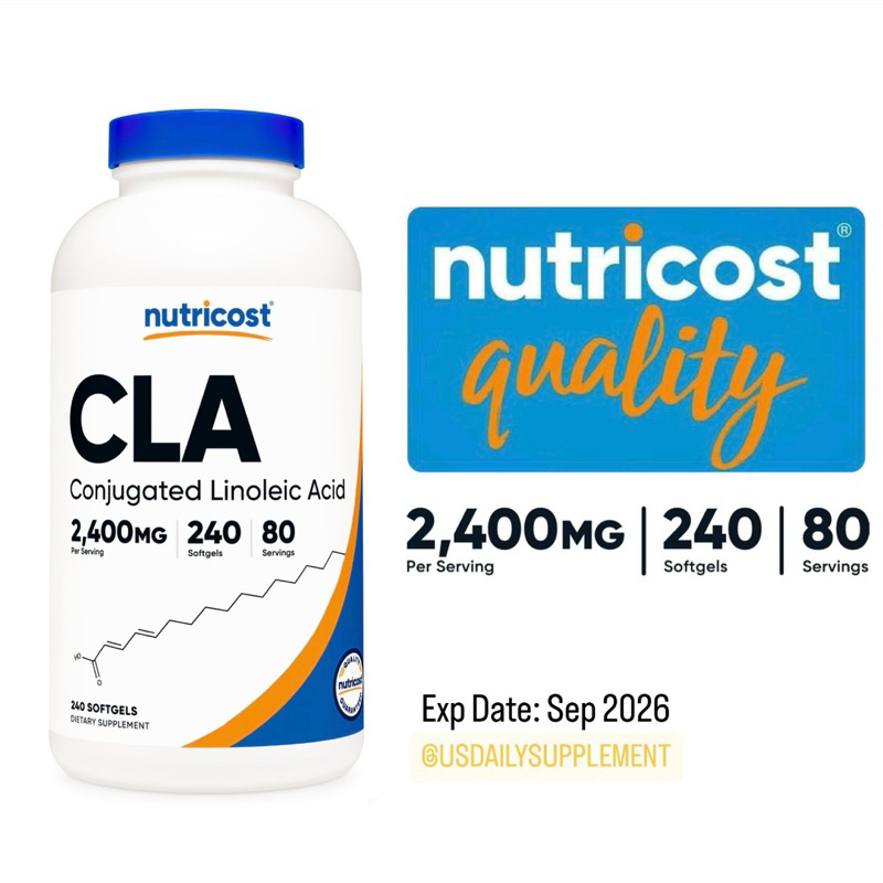 [ONHAND] NEW Nutricost CLA Conjugated Linoleic Acid 2,400mg 240softgels ...