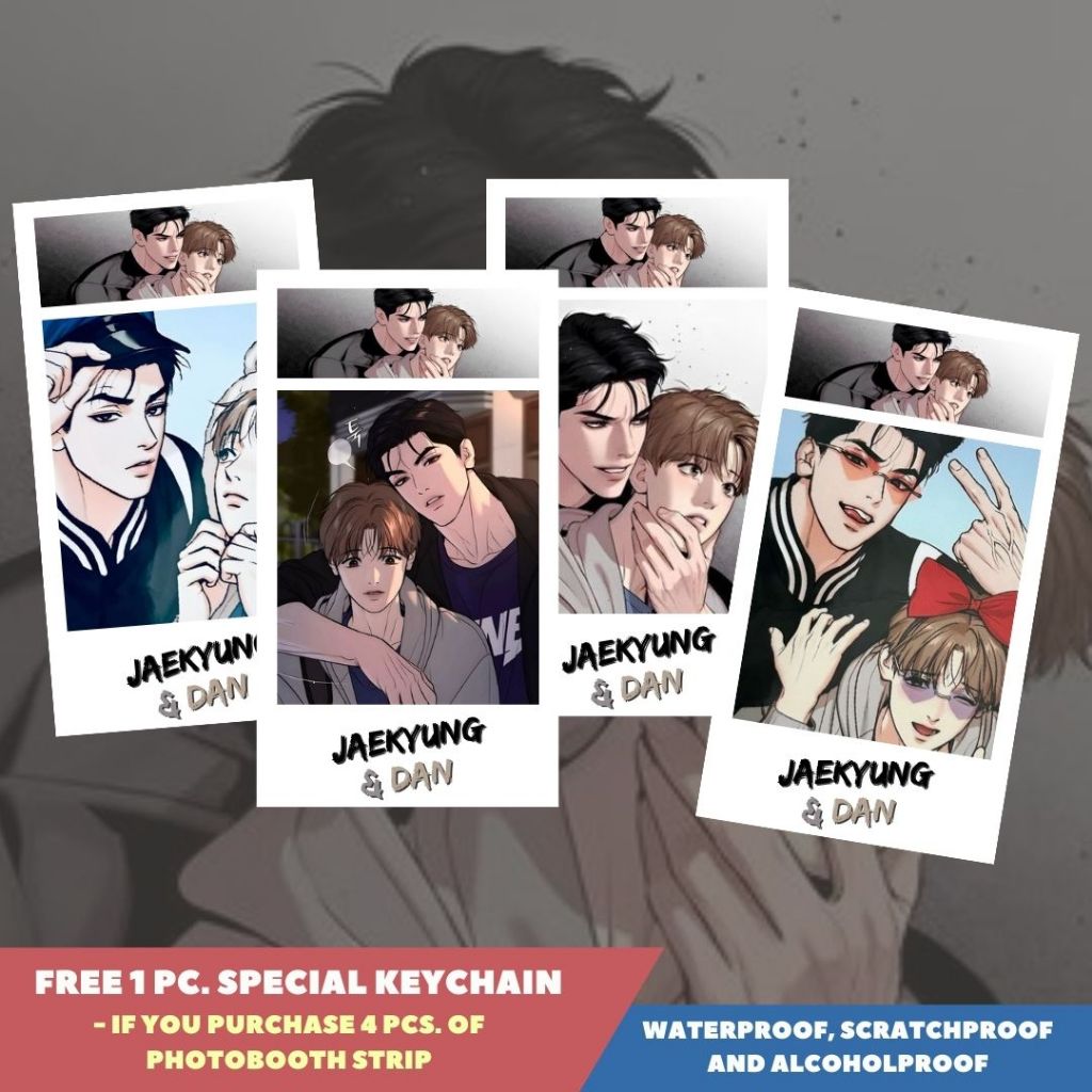 Jinx BL Manhwa Jaekyung and Dan Photobooth Strip Photocard (Waterproof ...