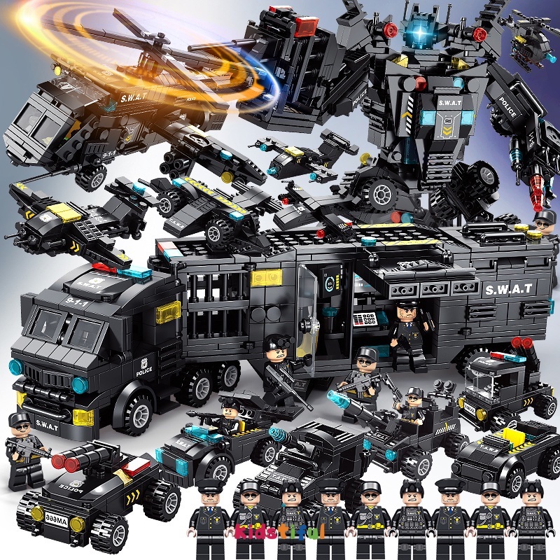 Building Blocks Toys Truck Hawk SWAT Team Police Minifigures ...