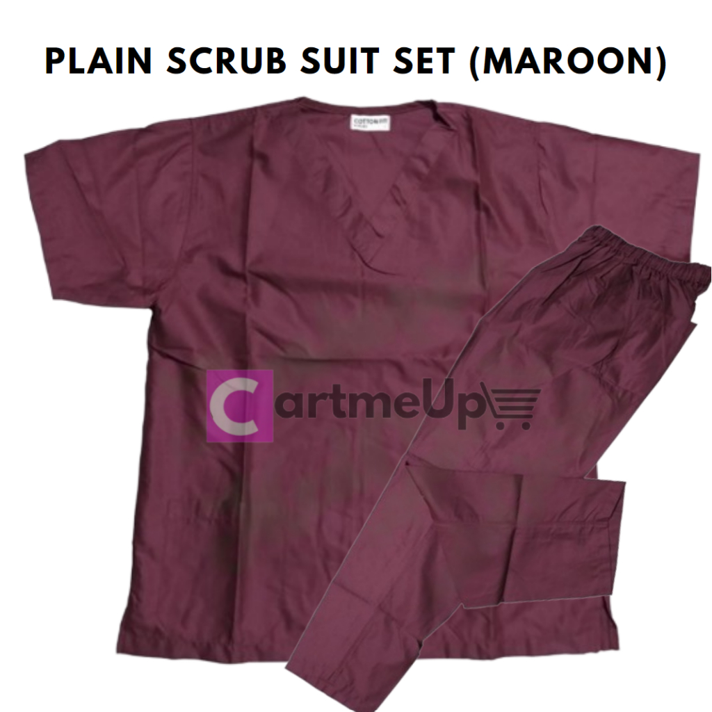 (CART-Z) Plain Scrub Suit Set (Maroon) [LCP] | Shopee Philippines