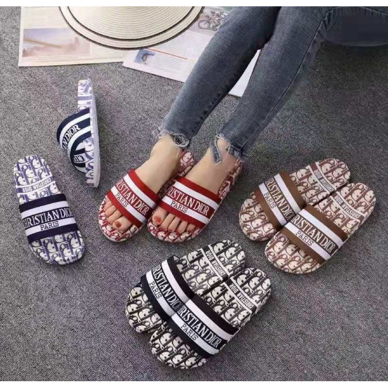 New letter slippers women's single casual shoes female outer High ...