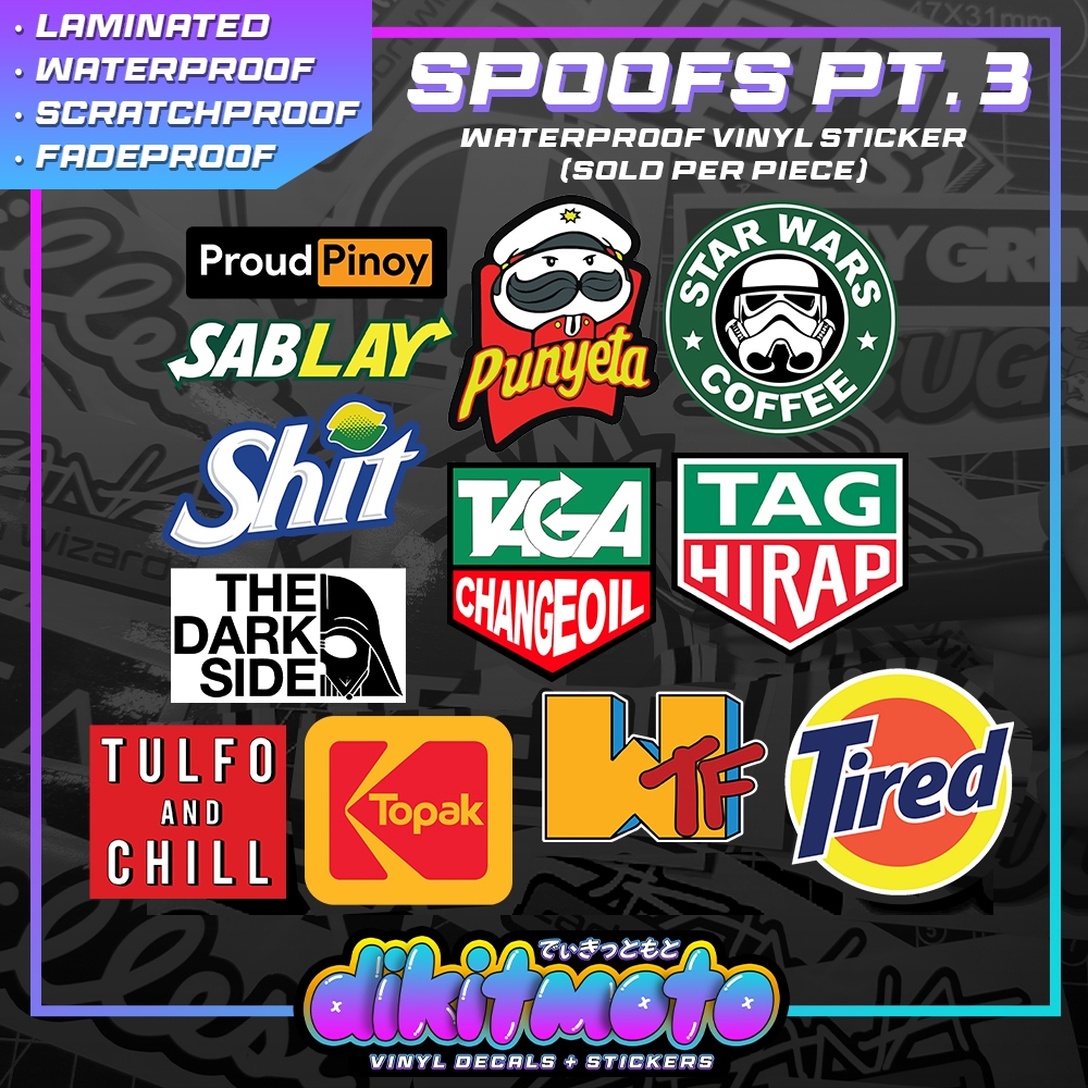 [dikitmoto] PT. 3 PINOY SPOOFS Waterproof Vinyl Sticker Phone Helmet ...
