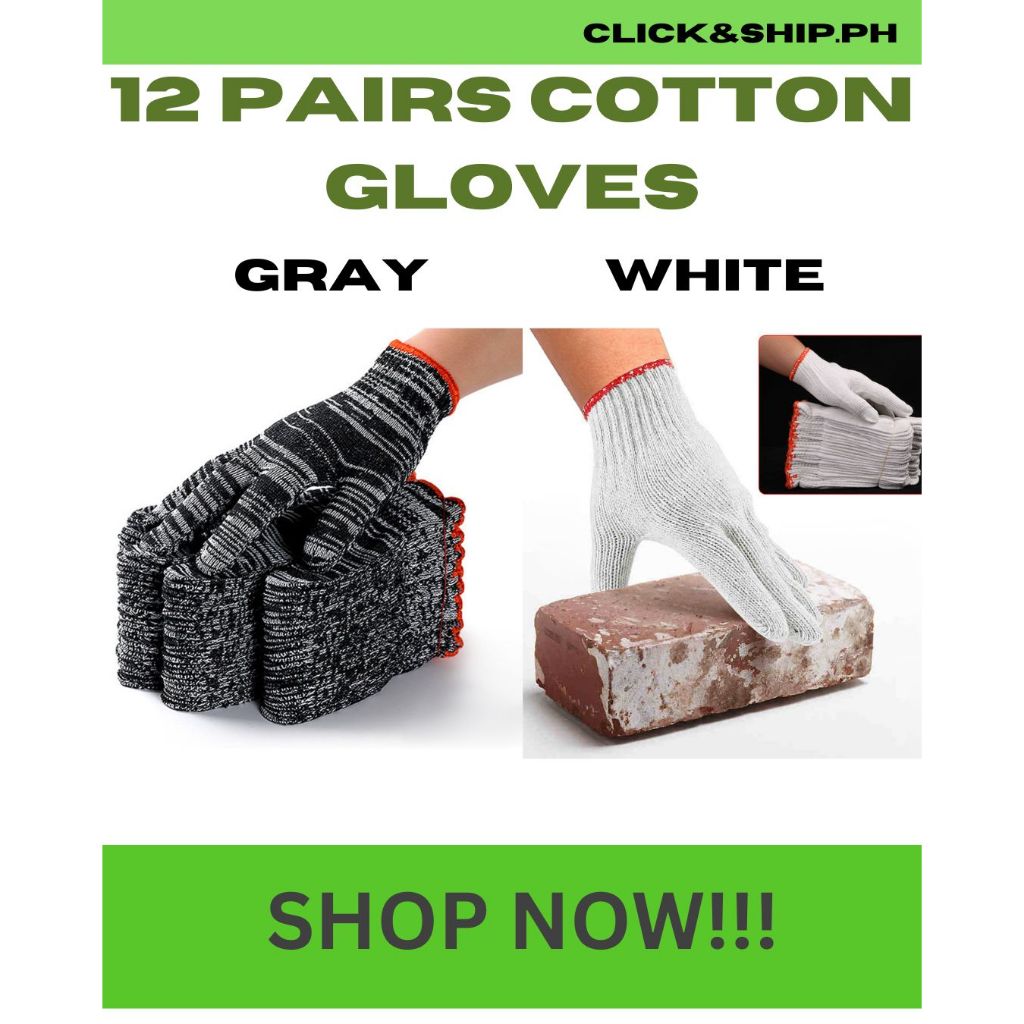 12 pairs cotton gloves / Good Quality Thick Cotton gloves HEAVYDUTY for ...