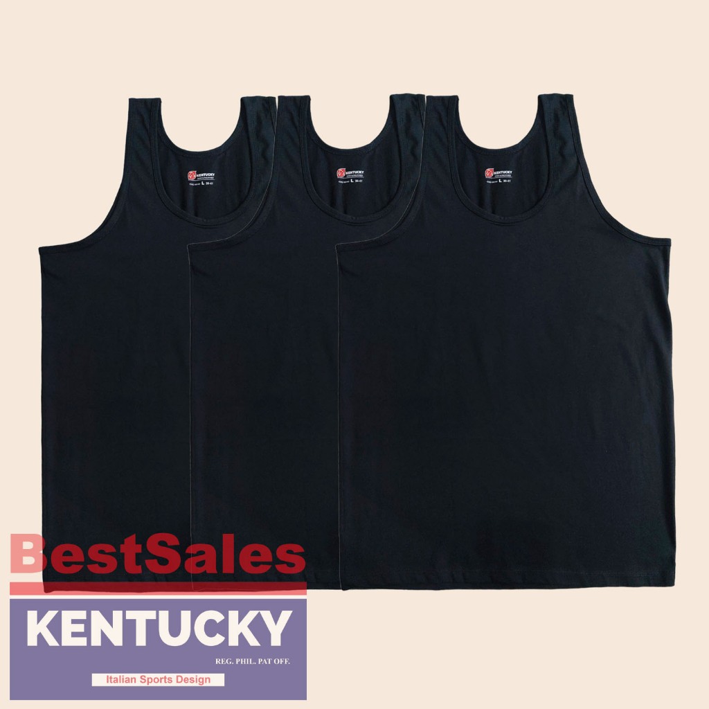 Kentucky Plain Black Sando Tank Top for Adult Men set of 3 pcs ...