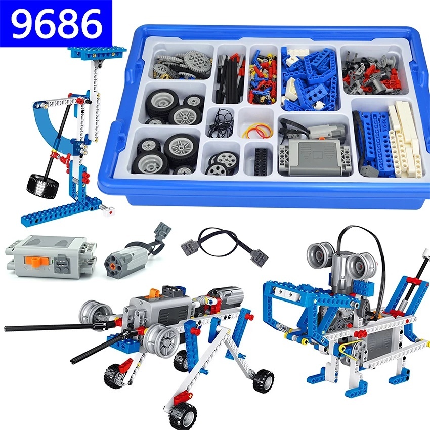 DIY Technic Building Blocks Parts With Motor Box Educational Set Compatible with 9686 toys for ...