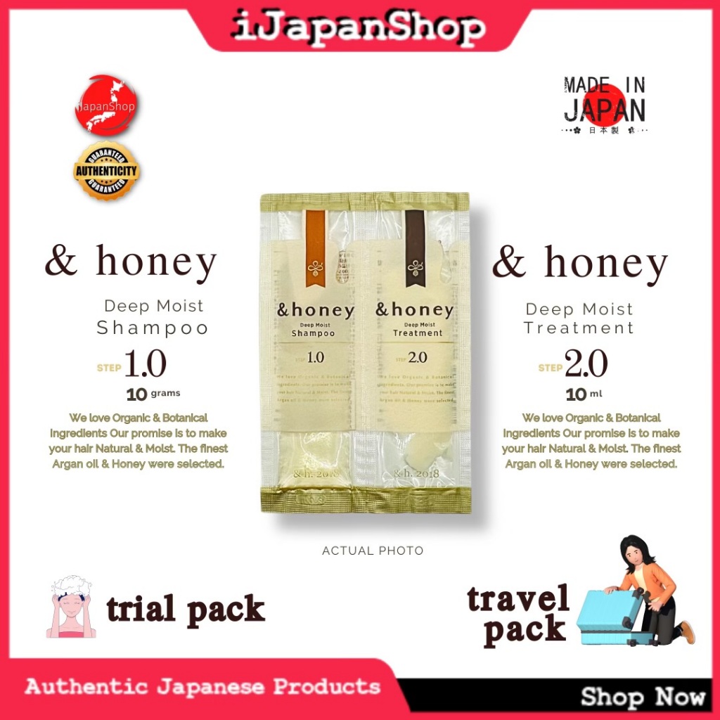 & Honey Deep Moist Travel Pack Shampoo and Conditioner 10ml Honey Japan ...