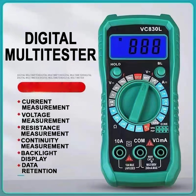 Digital Multimeter 10A AC/DC Voltage Current Resistance Ammeter ...
