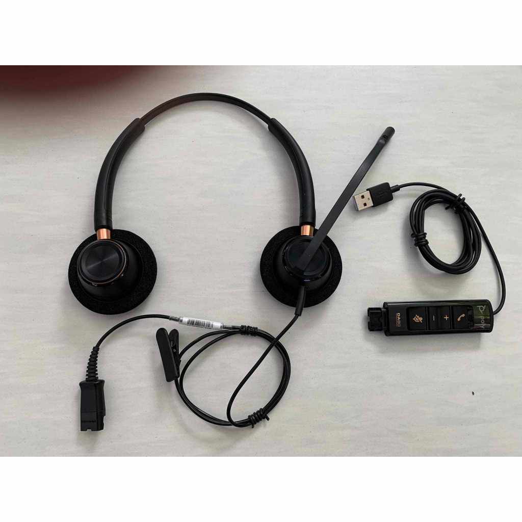 PLANTRONICS ENCOREPRO HW520 + POLY DA85 ADAPTER USB TYPE WITH TYPE C ...