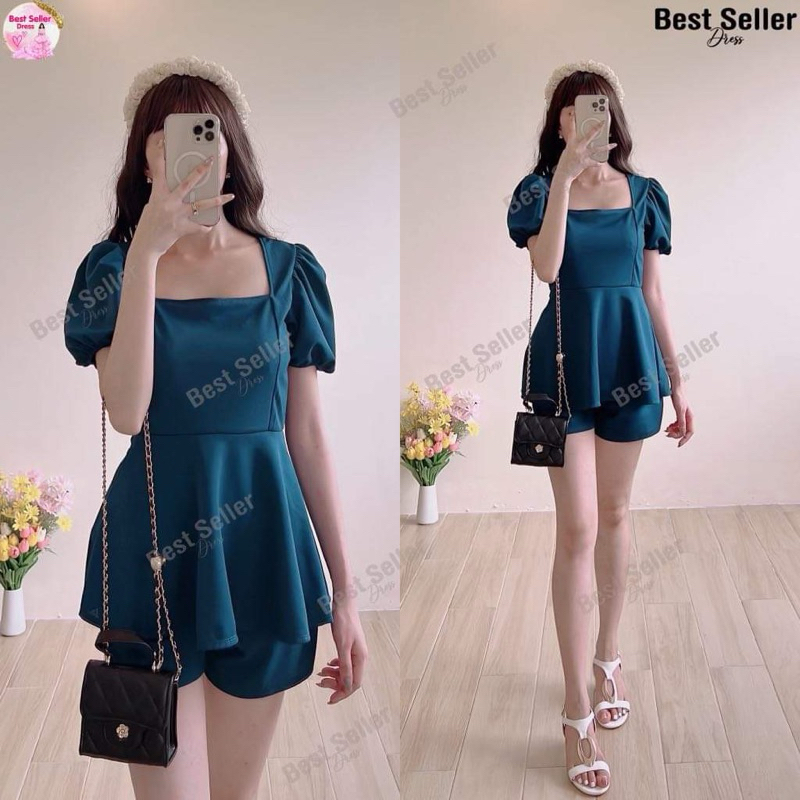 BSD BEST SELLER Abby (S-XXL)Puff Sleeves Top And Short Plain Fabric ...