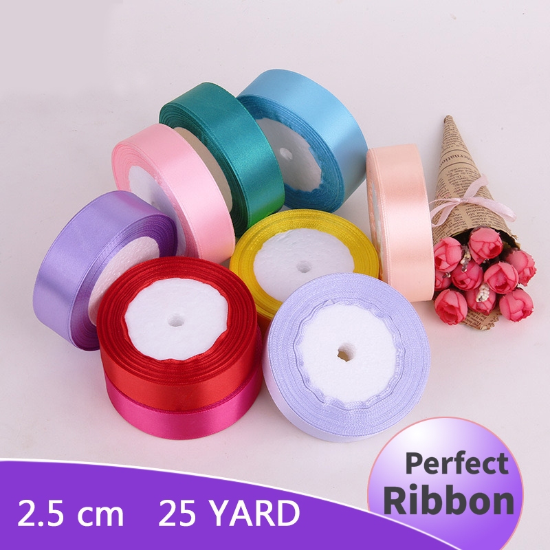 2.5cm Satin Ribbon Roll Gift Packaging DIY Holiday Birthday Regalo ...