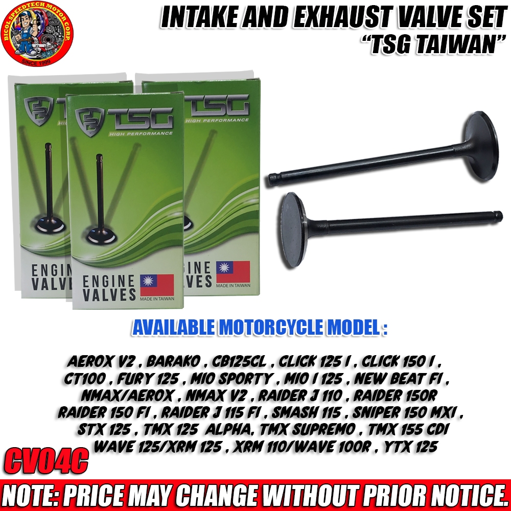 INTAKE AND EXHAUST VALVE SET "TSG" TAIWAN (CV04C) | Shopee Philippines