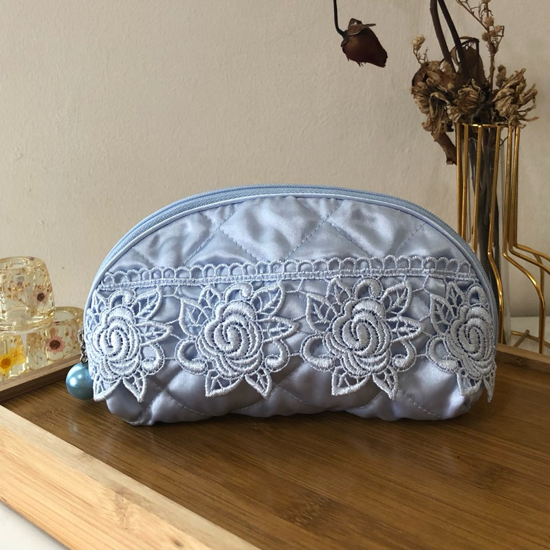 Quilted Satin Powder Blue Pouch | Shopee Philippines