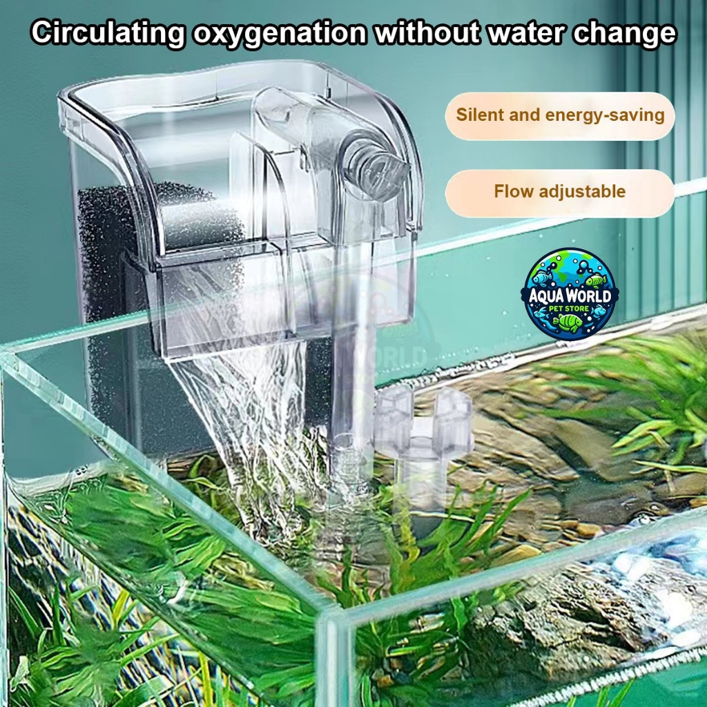 3 in 1 Small Aquarium Filter Small Tank Filter Suspension Oxygen Pump ...