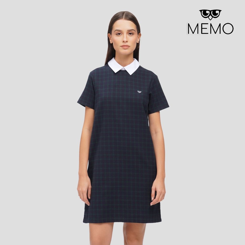 Memo Collared Dress For Women (Blue) | Shopee Philippines