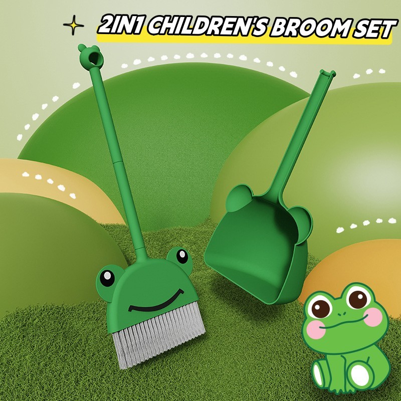 cute Frog 2IN1 Children's Broom Dustpan Broom Combo Household Desk Soft ...