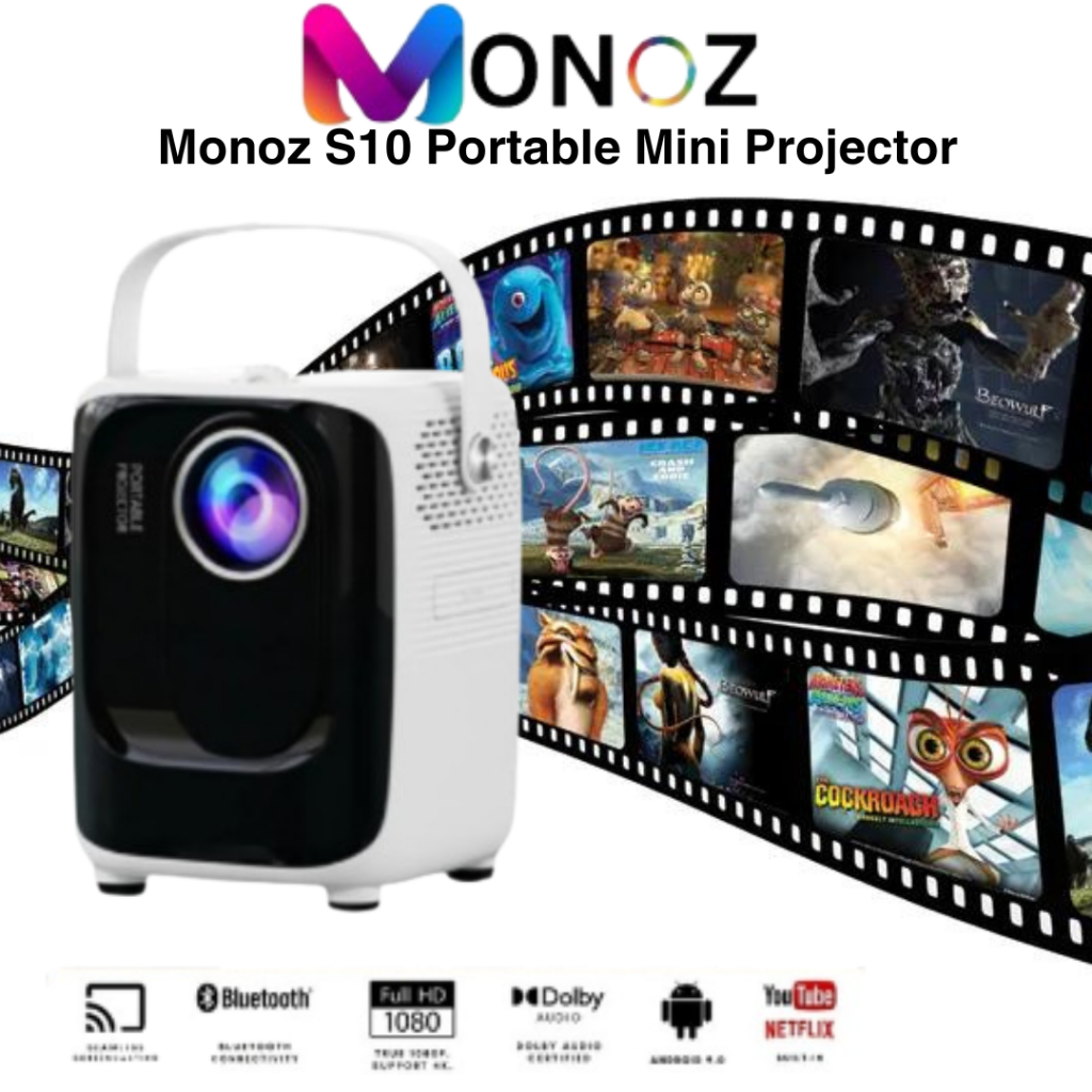 S10 Projector Portable Smart Mini 4K UHD LED Projector OS Android WiFi ...