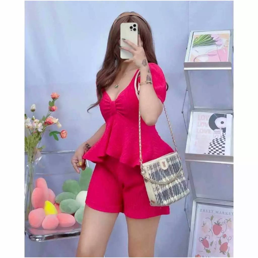 2454 - Rose Crepe Terno(small to XL ) Plain Casual Bodycon Asymmetric ...