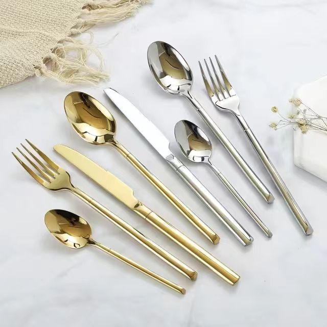 Thick Spoon and Fork Set Korean Cutlery Korean Style Flatware Stainless ...