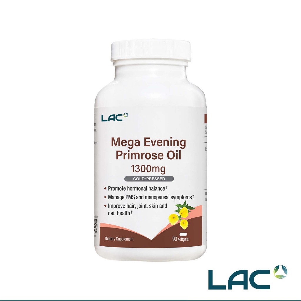 LAC Mega Evening Primrose Oil 1300mg 90SG (Consume within July 2027 ...