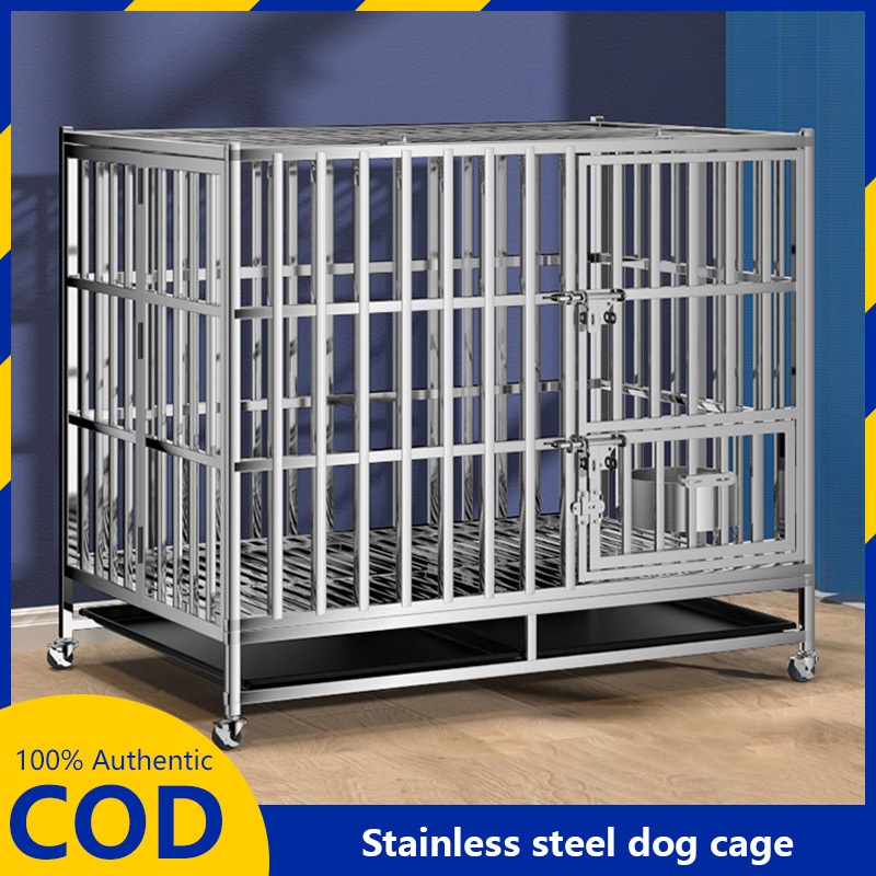 XL Large Stainless steel dog house with toilet and dog bowl Stainless ...