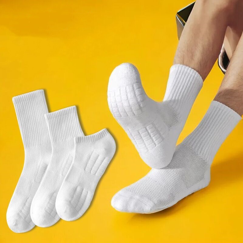 Pure Color Low/Mid/High Non-slip Towel Bottom Basketball Socks Cotton ...