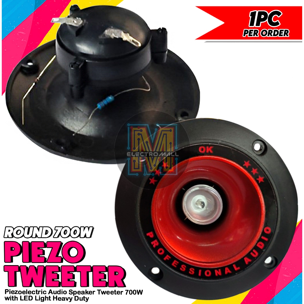 Round Piezo Tweeter 700W With LED Piezoelectric Audio Speaker Tweeter ...