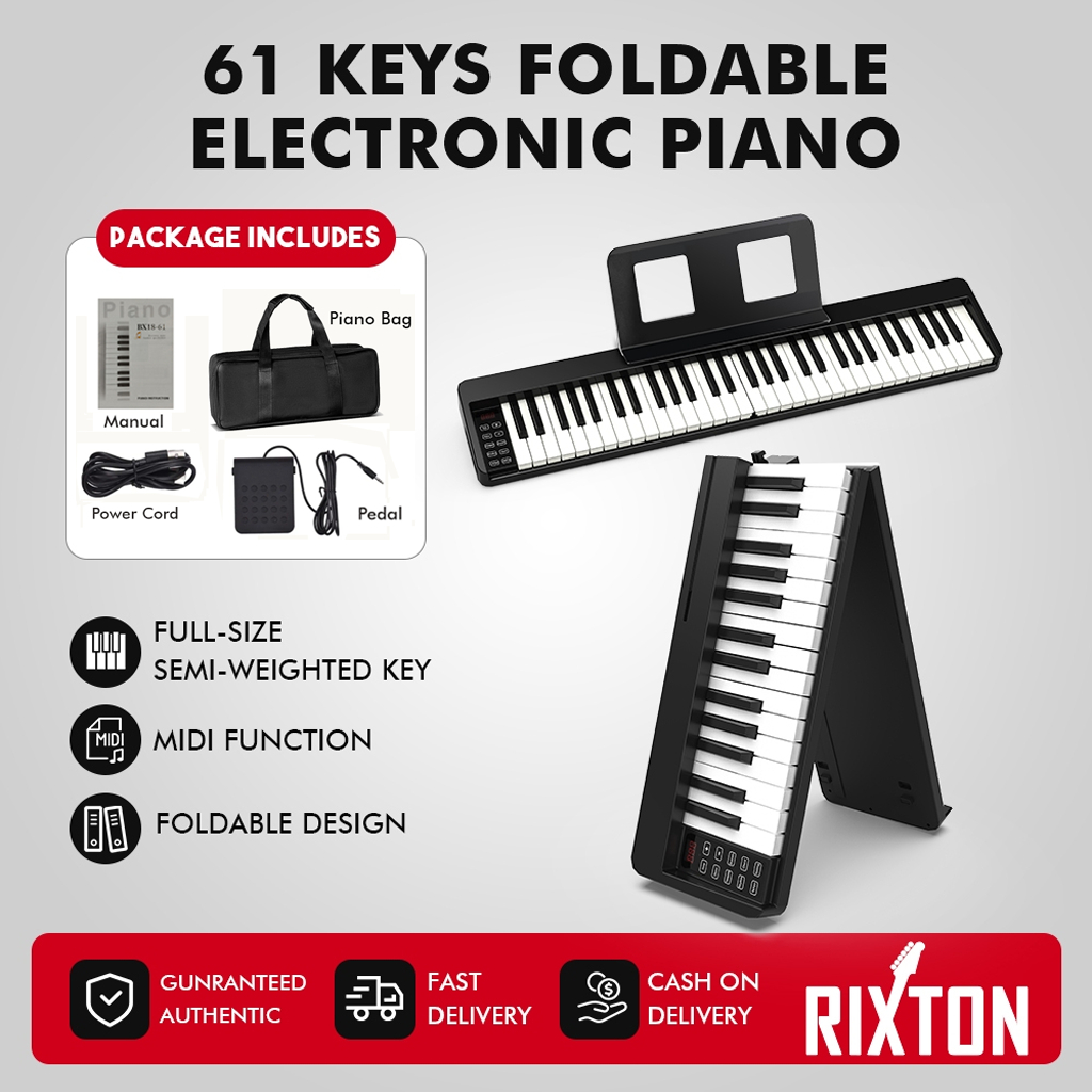 RIXTON Foldable 61 Keys Keyboard Folding Piano Keyboard With Full Size ...
