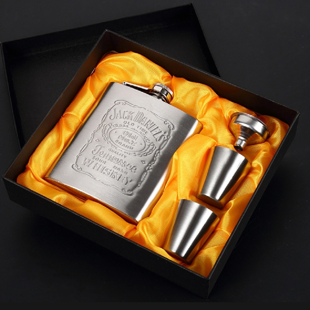 Classical Gift Set 4IN1 Hip Flask Flagon Set Stainless Steel Whiskey ...