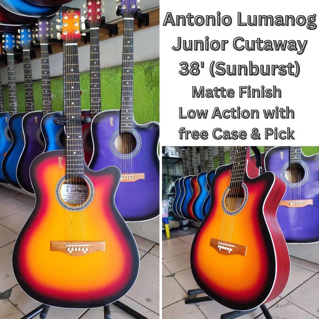 Lumanog AJ38 acoustic guitar with case | Shopee Philippines