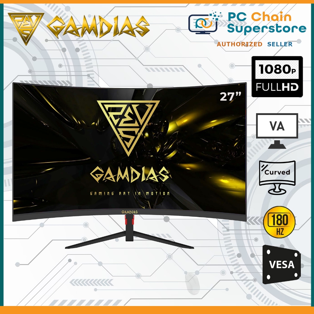 Gamdias HD27G II Curved Gaming Monitor - 27" FHD VA / 180hz / 1ms GTG ...