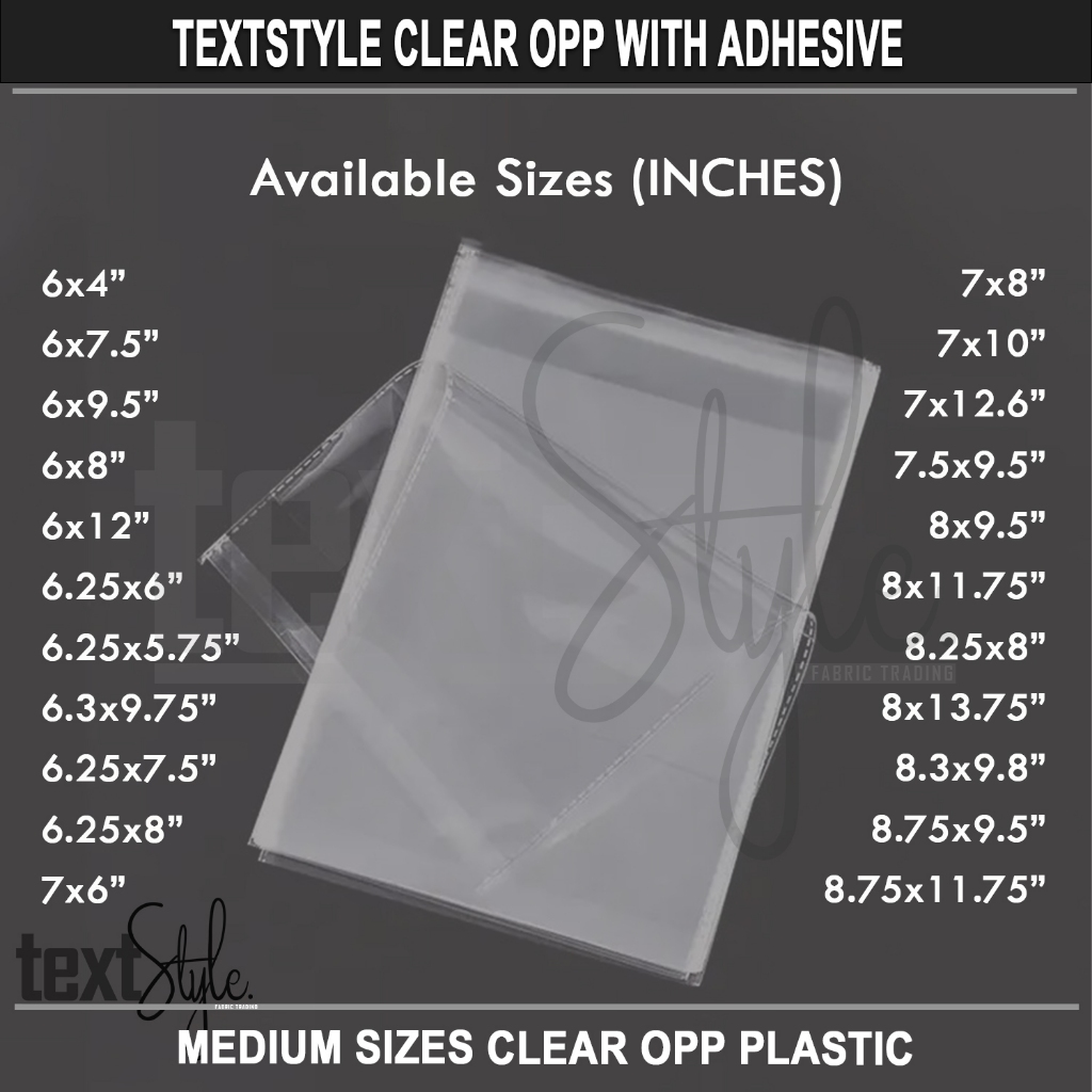 Textstyle OPP (50 or 100 Pieces Per Pack) Self Adhesive Plastic for ...