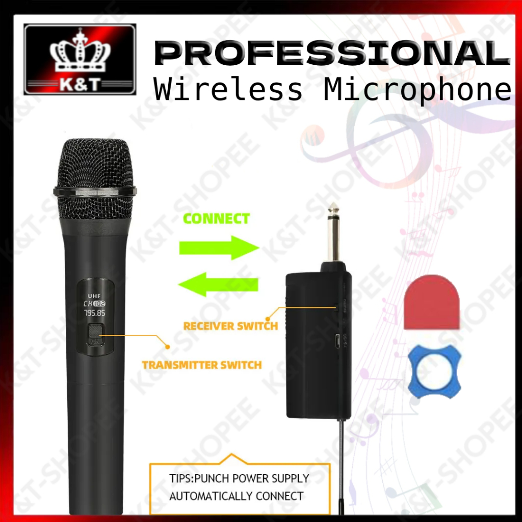 Professional Wireless microphone UHF Mic transmitter and receiver Long ...