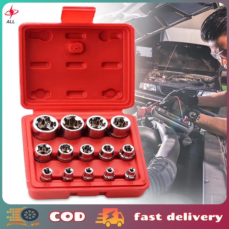 14 pcs E-Type Star Socket Set 1/4" 3/8" 1/2" Female External Star ...