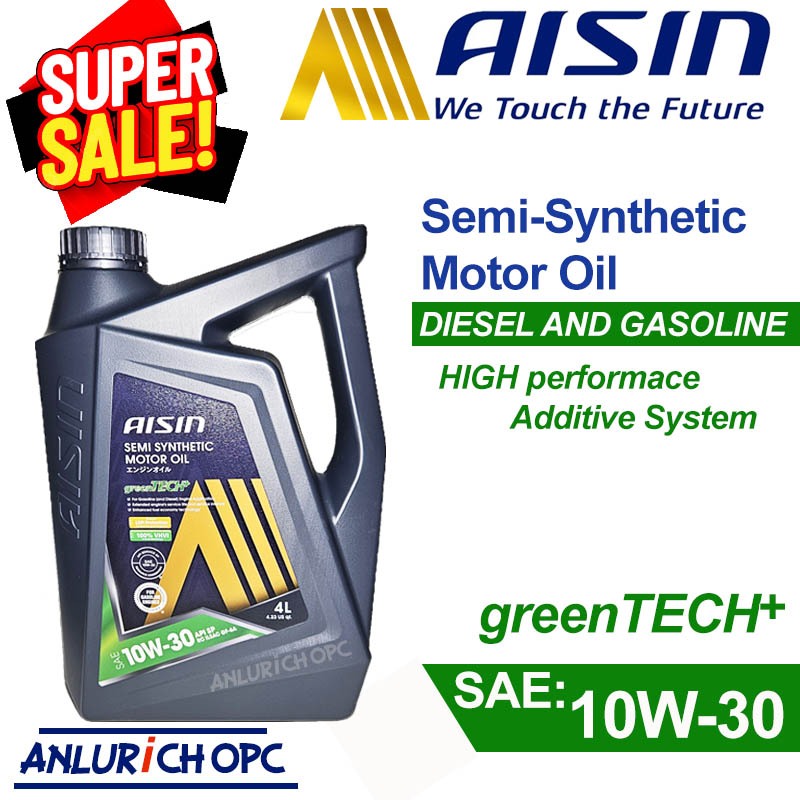 AISIN SEMI Synthetic Motor Oil 10W-30 greenTECH+ Diesel and Gasoline ...