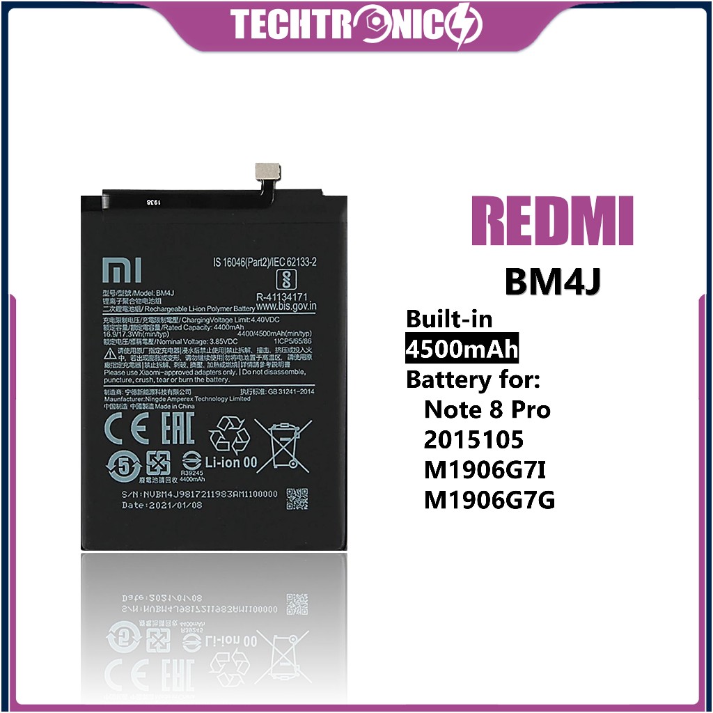 Battery BM4J Redmi Note 8 Pro 2015105 M1906G7I M1906G7G 4500mAh ...