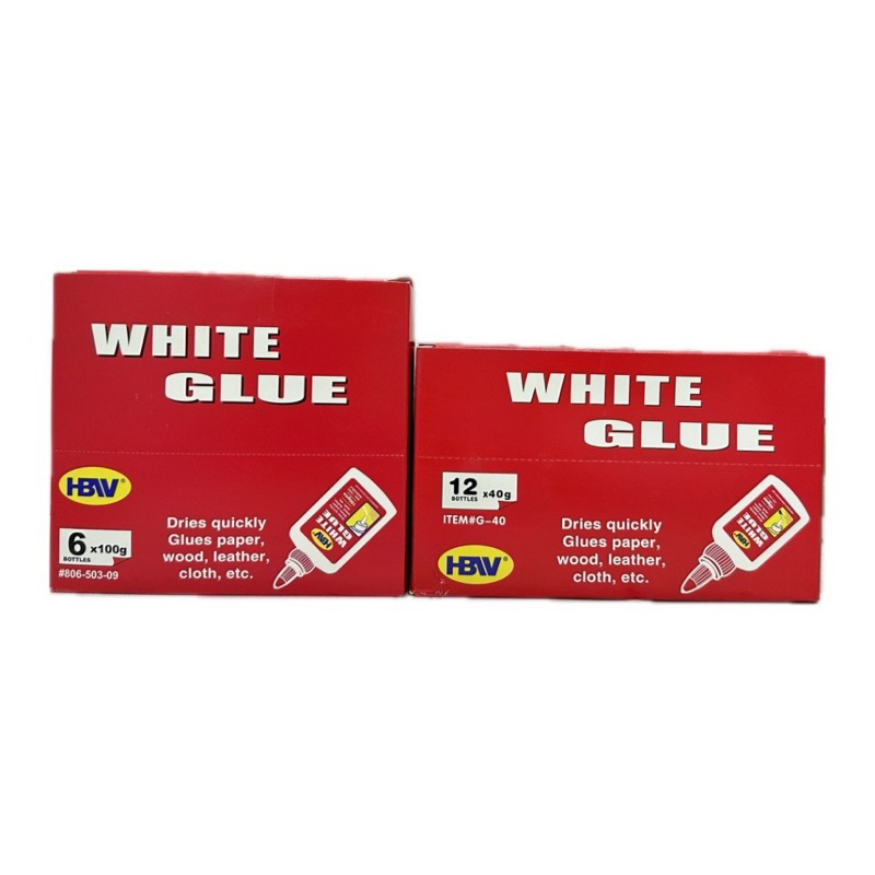 BOX - Hbw White Glue Washable Big and Small / 40g - 12pcs and 100g ...
