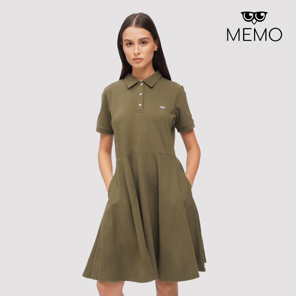 Memo Fit And Flare Dress For Women (Olive) | Shopee Philippines