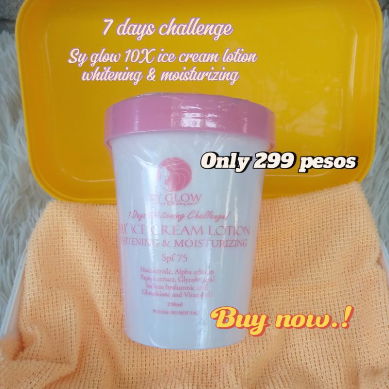 Sy glow 10X ice cream lotion whitening and moisturizing 250ml | Shopee ...