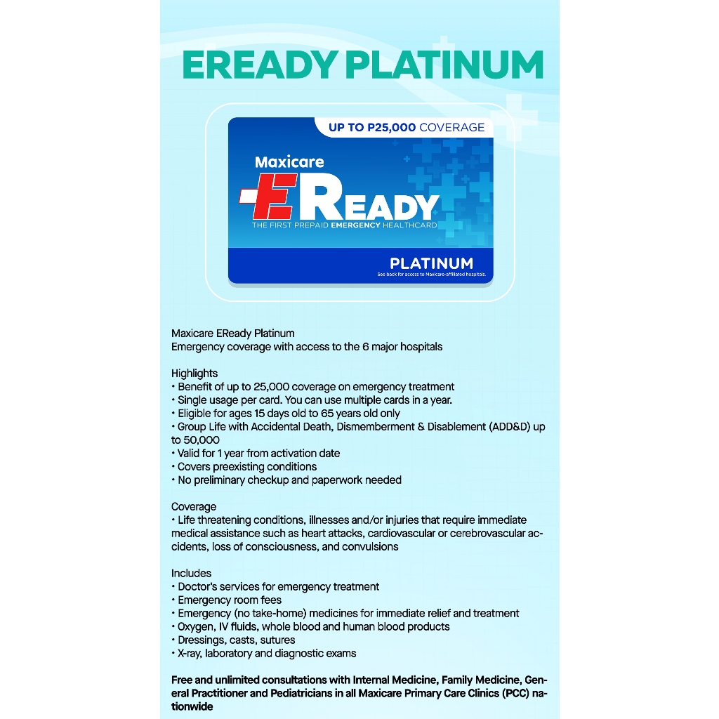Maxicare EReady Platinum Prepaid Emergency Health Card | Shopee Philippines
