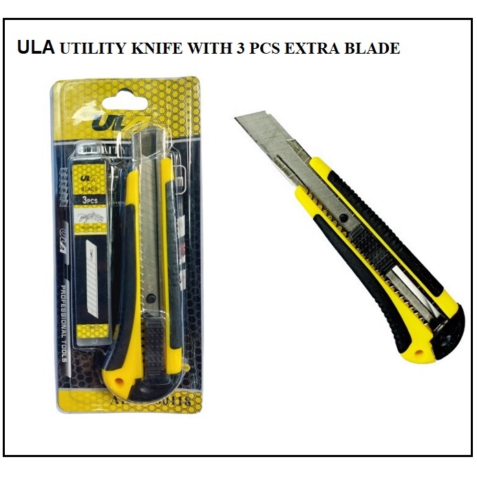 ULA ORIGINAL UTILITY CUTTER KNIFE WITH 3PCS EXTRA BLADE | Shopee ...