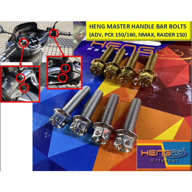 HENG Original Master Handle Bar bolts for ADV, PCX 150/160, Raider150 ...