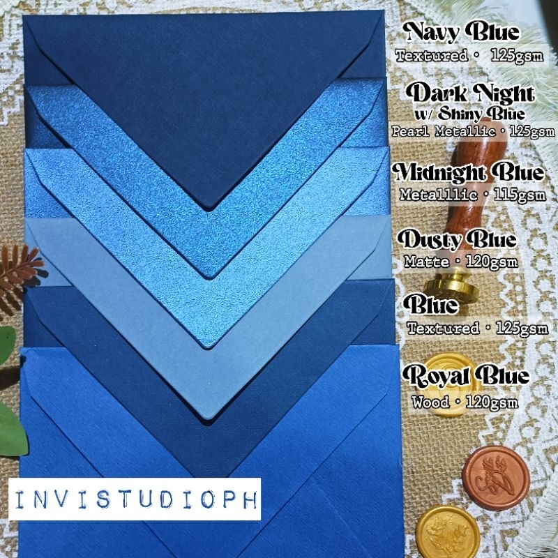 Invitation Envelope ON-HAND | Navy Royal Blue Light Blue Dusty Blue ...