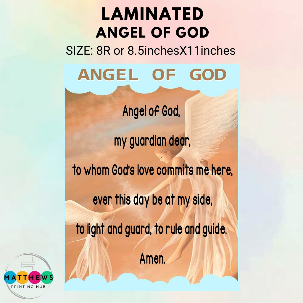 ANGEL OF GOD LAMINATED LEARNING MATERIALS 8R(8.5'' X 11'') | Shopee Philippines