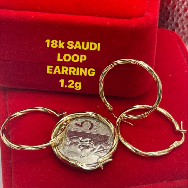 COD PAWNABLE 18k SAUDI GOLD LOOP EARRING | Shopee Philippines
