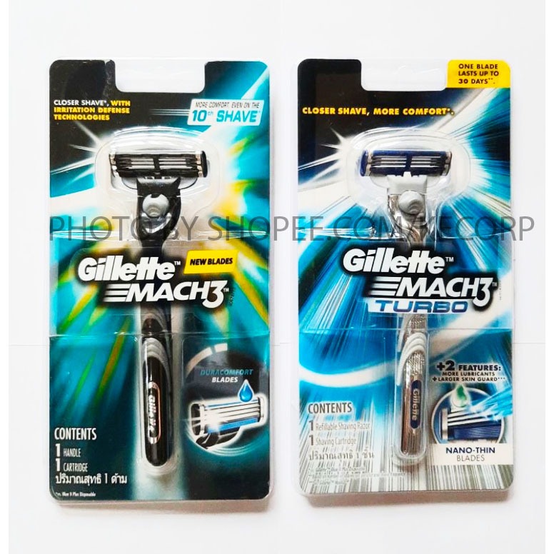 Gillette Mach 3 with Handle Nano Thin Blades and Duracomfort Blade ...