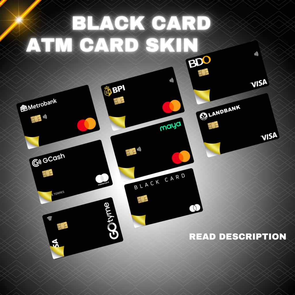 Bank CARD SKIN STICKERS - Black Collection FRONT ONLY - STICKER - NOT ...