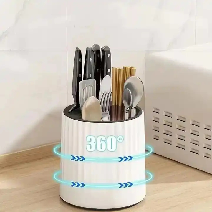 Kitchen Rotating Knives Holder 360 Degree Rotating Chopsticks Cage ...