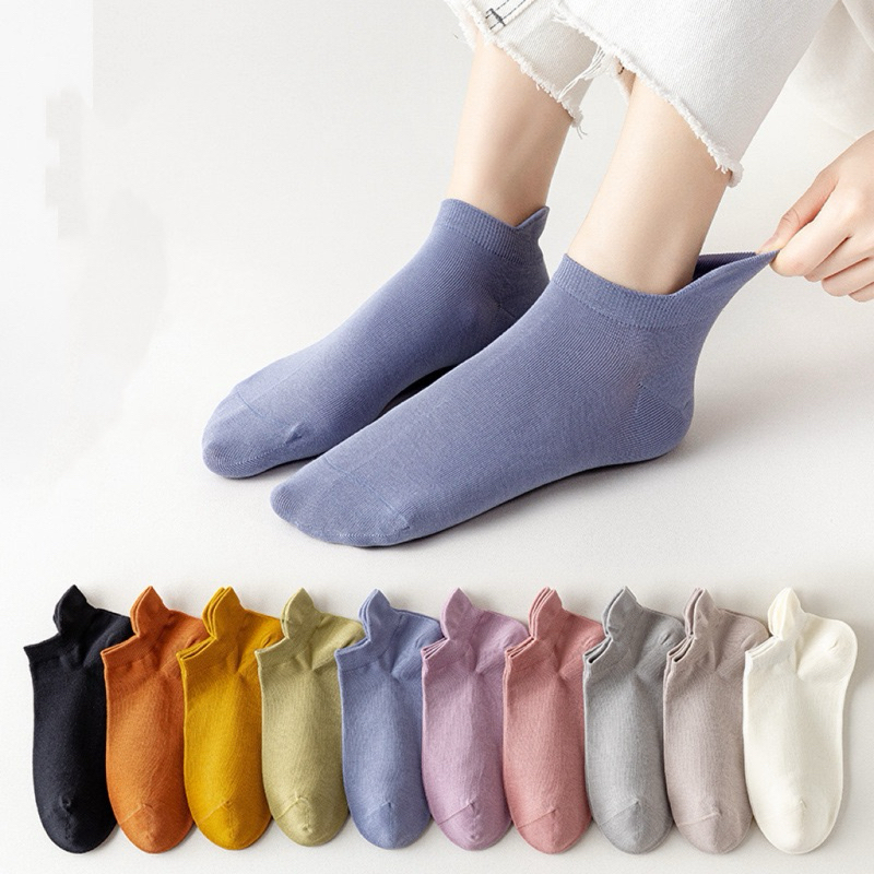10 Pairs Candy Color Ankle Socks Unisex Korean Casual Socks Cotton ...