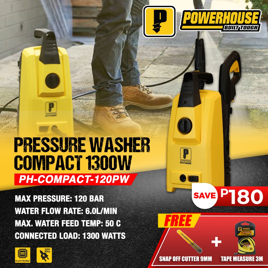 POWERHOUSE Pressure Washer Compact Series 1,300W 120BAR PH-COMPACT ...