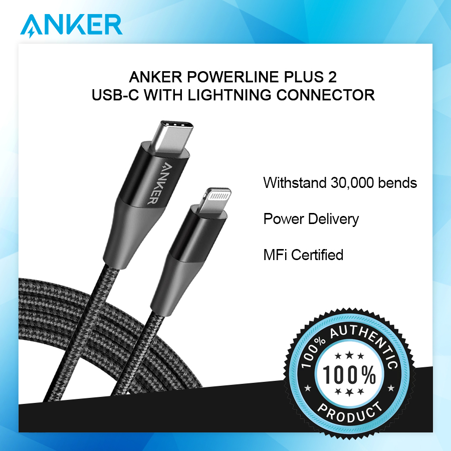 Anker Powerline Plus II USB-C with Lightning connector 6ft | Shopee ...